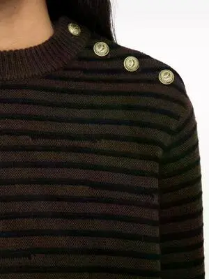 Zadig&Voltaire Striped Sweater With Gold Buttons - Brown