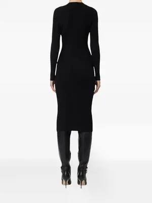 Elisabetta Franchi Ribbed Button-fastening Midi Dress - Black
