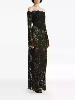 2310 STUDIO Off-shoulder Lace Midi Dress - Black