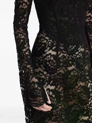 2310 STUDIO Off-shoulder Lace Midi Dress - Black
