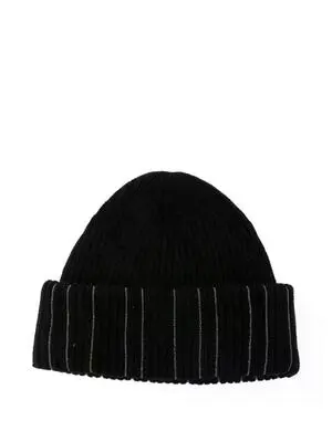 Fabiana Filippi Ribbed Beanie Hat With Metallic Detailing - Black