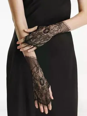 2310 STUDIO Lace-trimmed Fingerless Gloves - Black