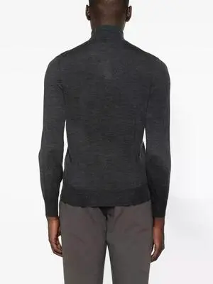 Canali Zip-neck Wool Sweater - Grey
