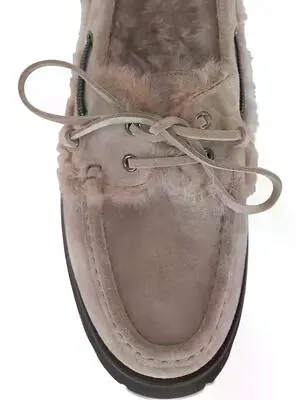 Brunello Cucinelli Shearling-trimmed Suede Loafers - Grey