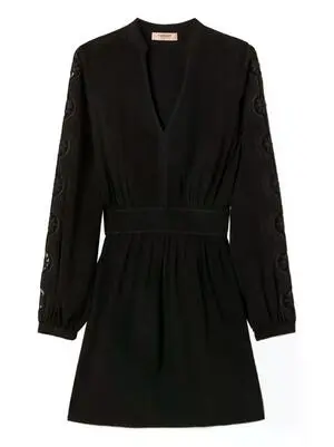 TWINSET Embroidered V-neck Mini Dress
