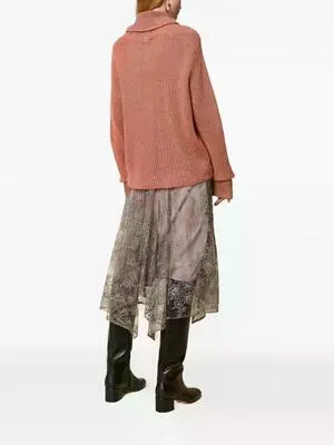 TWINSET Floral Lace Asymmetric Midi Skirt