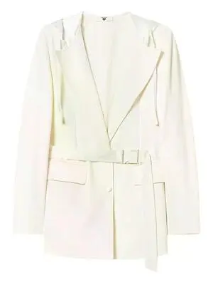 TWINSET Belted Hooded Blazer - White