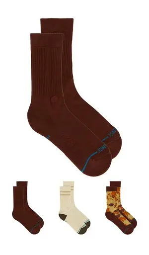 Stance Camo Crew 3-pack Socks - Brown