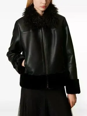 TWINSET Faux-leather Coat With Faux Fur Details