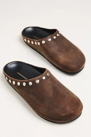 Anthropologie Studded Clogs - Brown Suede