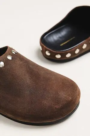 Anthropologie Studded Clogs - Brown Suede