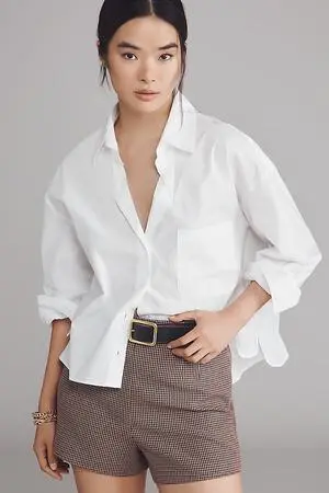 Maeve Oversized Cotton Buttondown Shirt - White