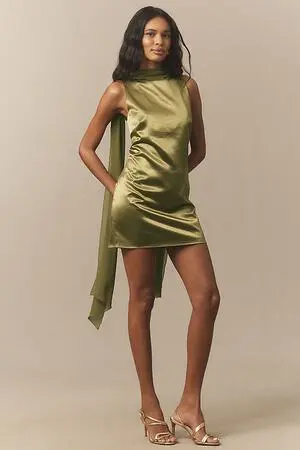 MARE MARE Satin Scarf Mini Dress - Green