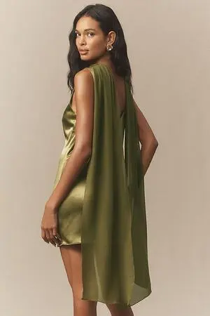 MARE MARE Satin Scarf Mini Dress - Green