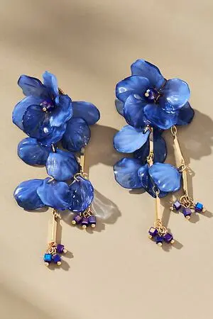 Anthropologie Floral Drop Earrings - Blue