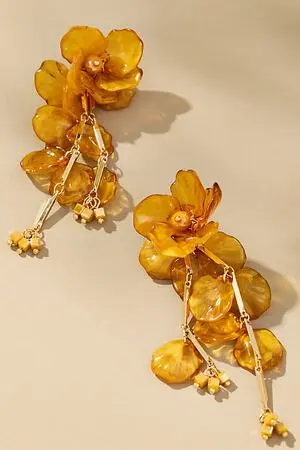 Anthropologie Floral Drop Earrings - Yellow