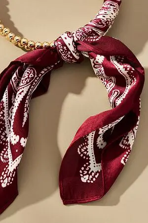 Anthropologie Beaded Silk Scarf Collar Necklace