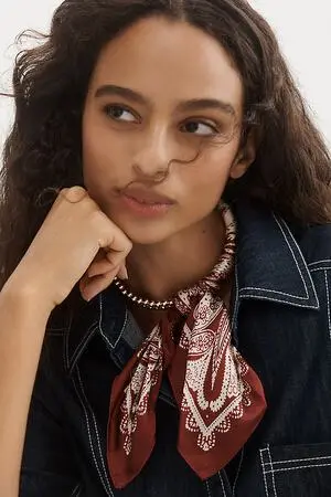 Anthropologie Beaded Silk Scarf Collar Necklace Wine