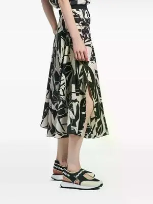 High Printed Pleated Midi Skirt