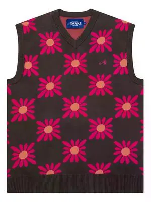 AWAKE NY Floral-patterned V-neck Vest - Brown