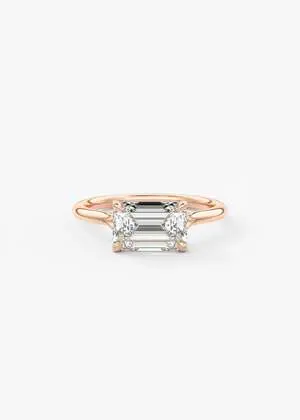 FRANK DARLING East West Emerald Cut Engagement Ring - Yellow Gold