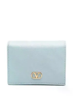 Valentino Garavani Grained Leather Logo Wallet - Blue