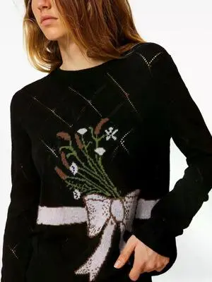 TWINSET Floral Bow Graphic Sweater