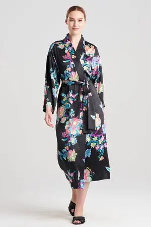 Natori Festival Satin Robe - Black