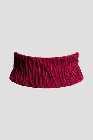 Natori Vegan Luxe Suede Embroidered Obi Belt - Red