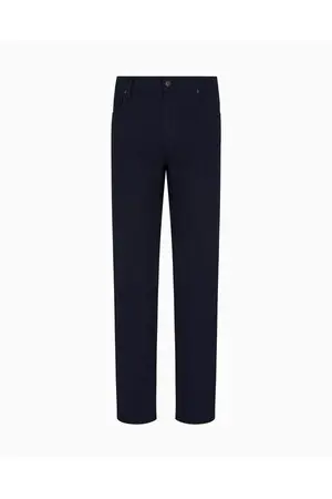 Emporio Armani J76 Straight-fit Twill Trousers - Navy