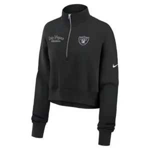 Nike Las Vegas Raiders Phoenix Nfl Cropped 1/4-zip Crew - Black