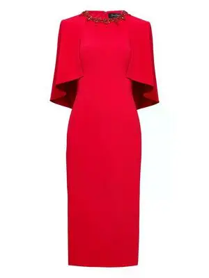 Jenny Packham Ursa Embellished-neck Midi Dress - Red