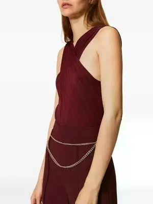 TWINSET Crossover Ribbed Top - Red