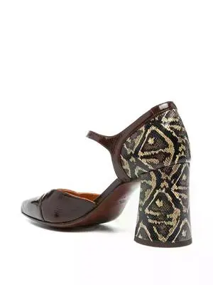 Chie Mihara 75mm Patterned Block-heel Pumps