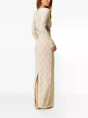 TWINSET Bow Diamond-pattern Maxi Dress