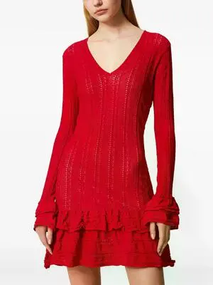 TWINSET Knitted Ruffled Mini Dress