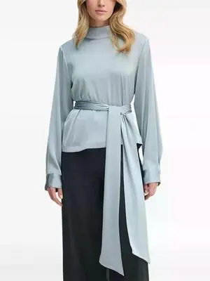 GESTUZ High-neck Belted Blouse