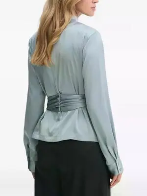GESTUZ High-neck Belted Blouse