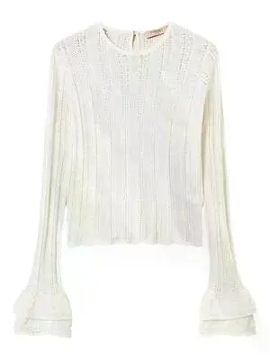 TWINSET Ruffled Open-knit Top