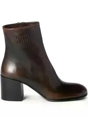 Miu Miu Leather Block Heel Boots