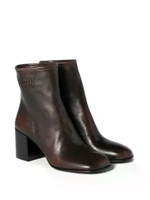Miu Miu Leather Block Heel Boots