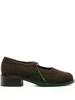 NICOLE SALDANA Fabiana Textured-knit Mules - Brown