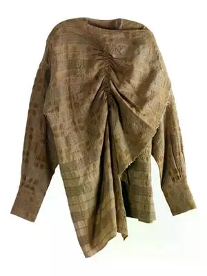 UMA WANG Draped Checked Top