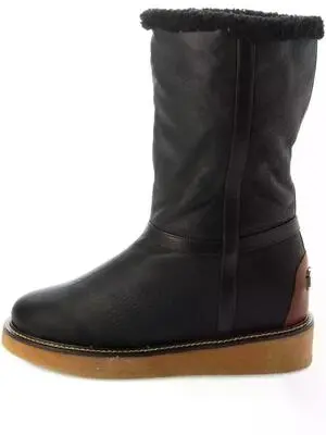 FERRAGAMO Shearling-trim Leather Boots