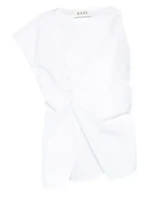 RÓHE Asymmetric Draped Top - White