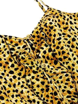 Versace Leopard-print Ruffled Bodysuit - Yellow