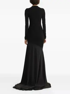 2310 STUDIO Long-sleeve Fishtail Maxi Dress - Black