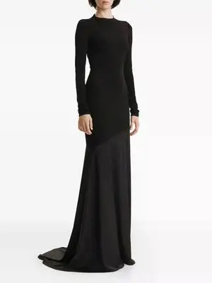 2310 STUDIO Long-sleeve Fishtail Maxi Dress - Black