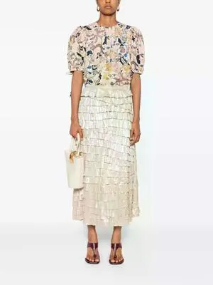 Ulla Johnson Metallic-effect Midi Skirt - Neutrals