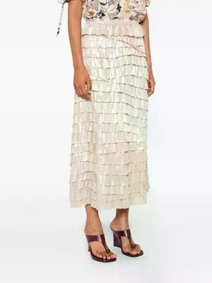 Ulla Johnson Metallic-effect Midi Skirt - Neutrals